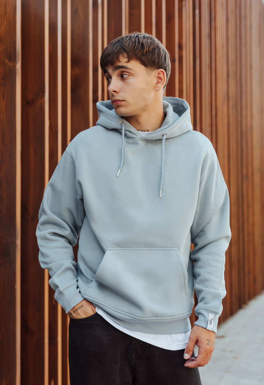 Купить базовое голубое оверсайз худи Staff light blue basic oversize fleece в Киеве, Украине ...