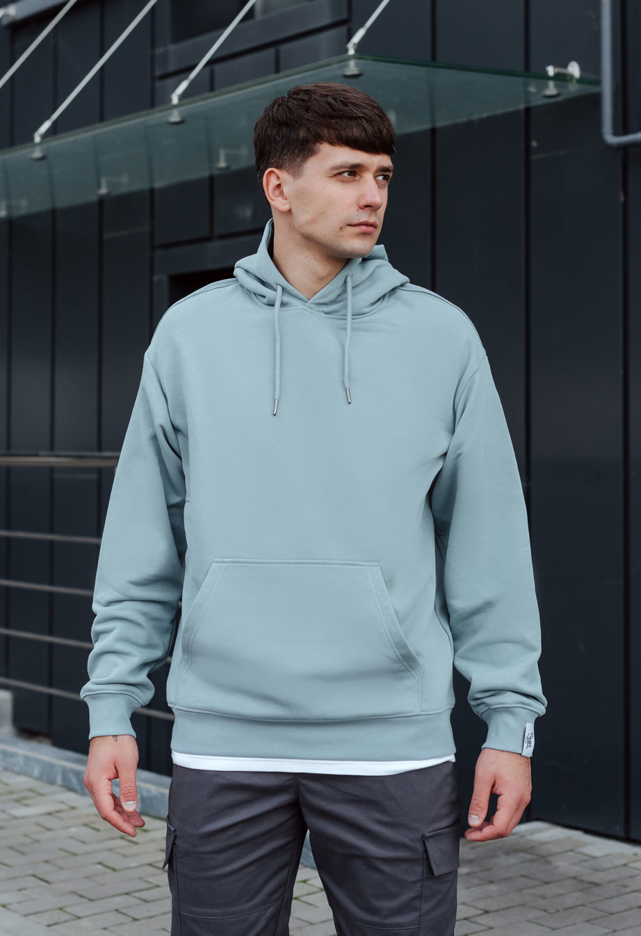 Купить однотонное голубое худи Staff light blue basic oversize fleece в Киеве, Украине | Цена ...